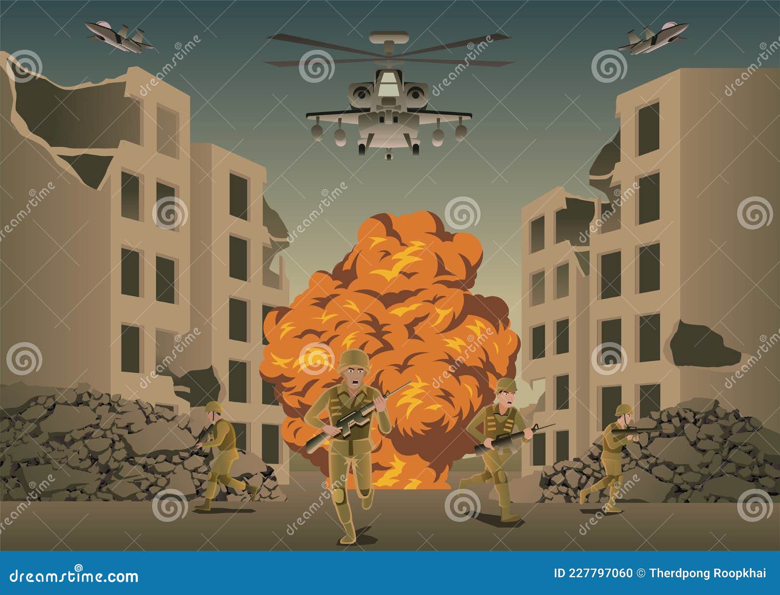 Background of War in Situation of the Battle between Destroyed City ...