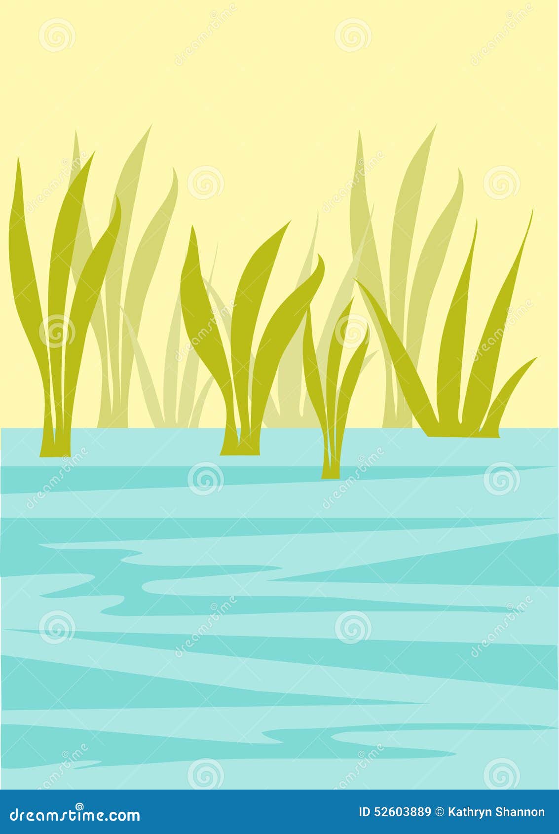Background with Water and Reeds Stock Vector - Illustration of water ...