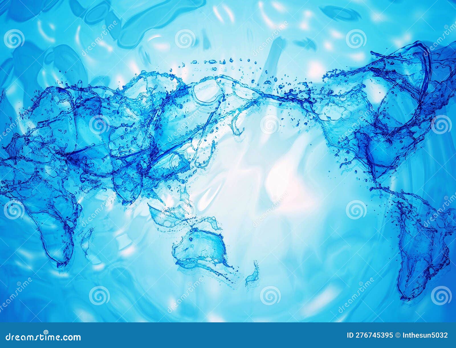 Background of Splashes and Ripples in the Shape of a World Map Stock ...