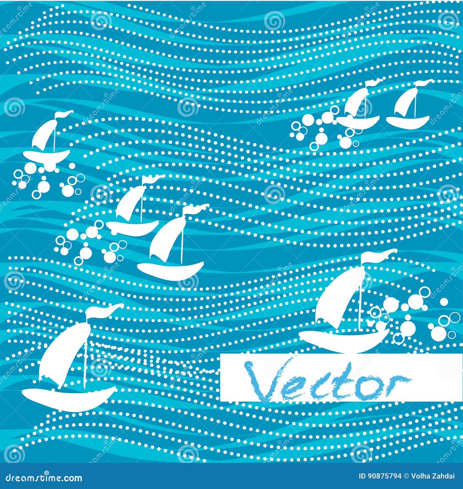 Background Water Waves Ships. Vector Abstract Concept Design Stock ...