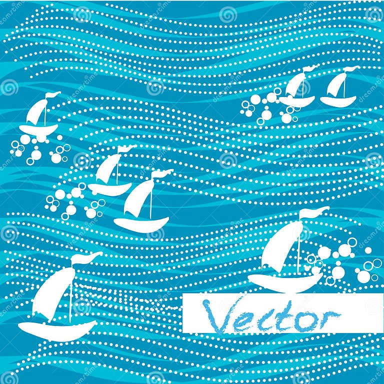Background Water Waves Ships. Vector Abstract Concept Design Stock ...