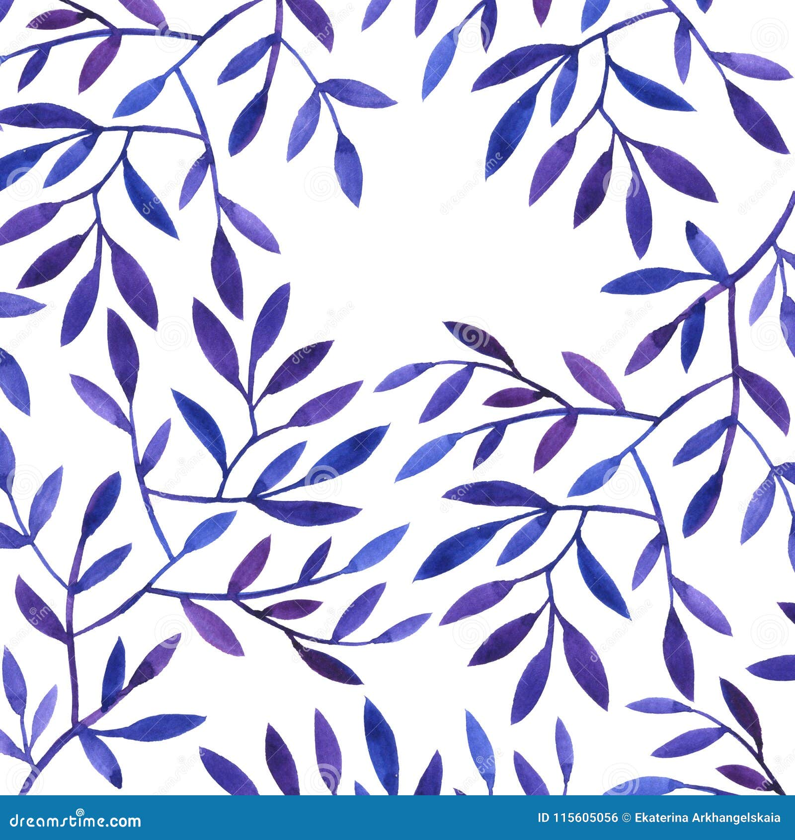 Background with Watercolor Tree Branches and Leaves Stock Illustration ...
