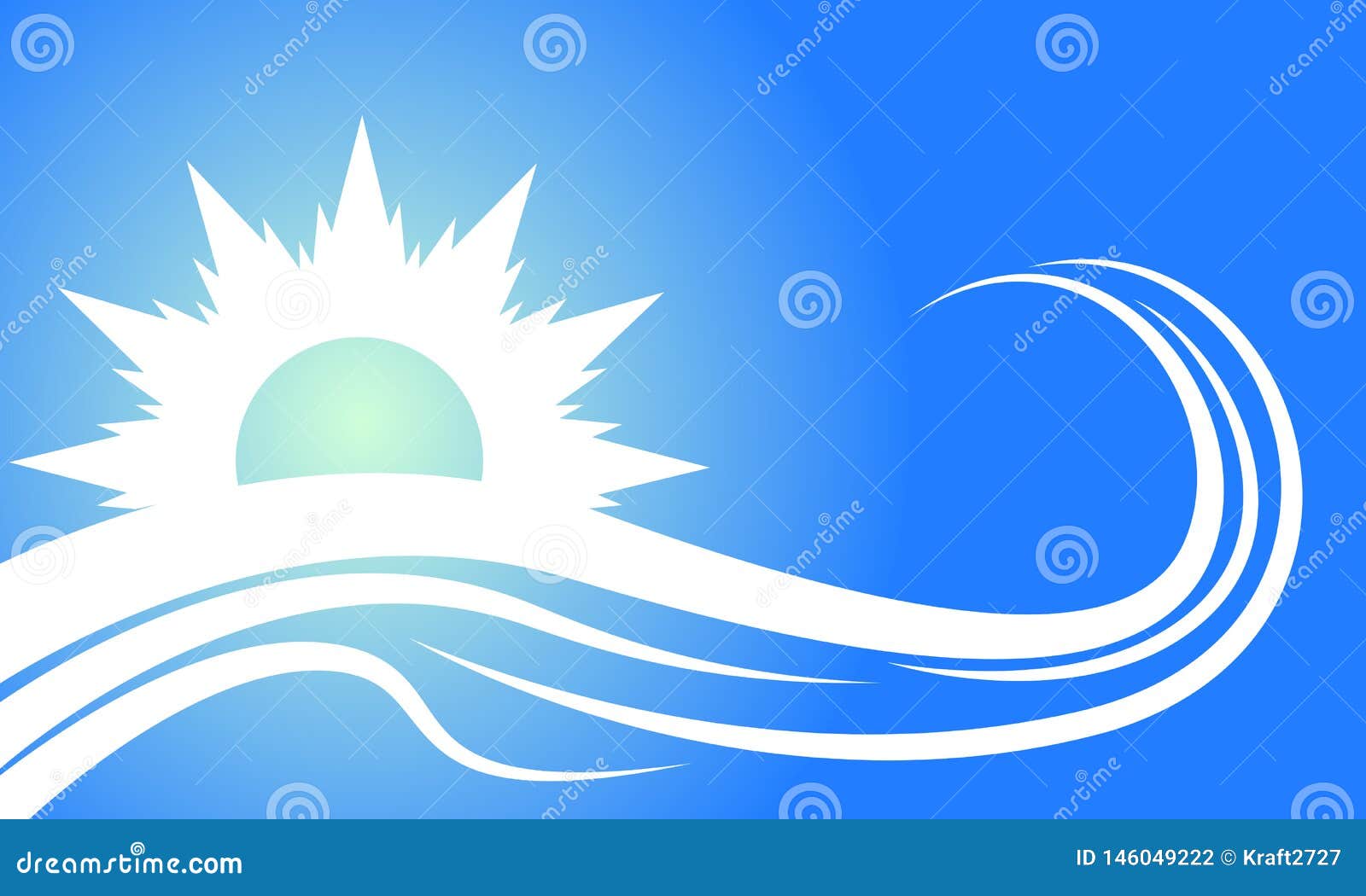 Background of the Waves and the Sun Stock Vector - Illustration of idea ...