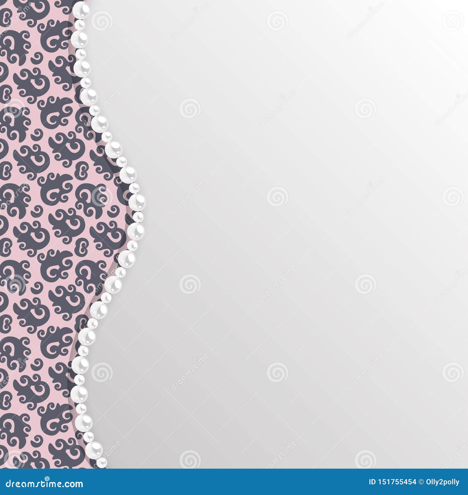 Background with Black Lace Pattern and Pearl Border. Vector Template ...