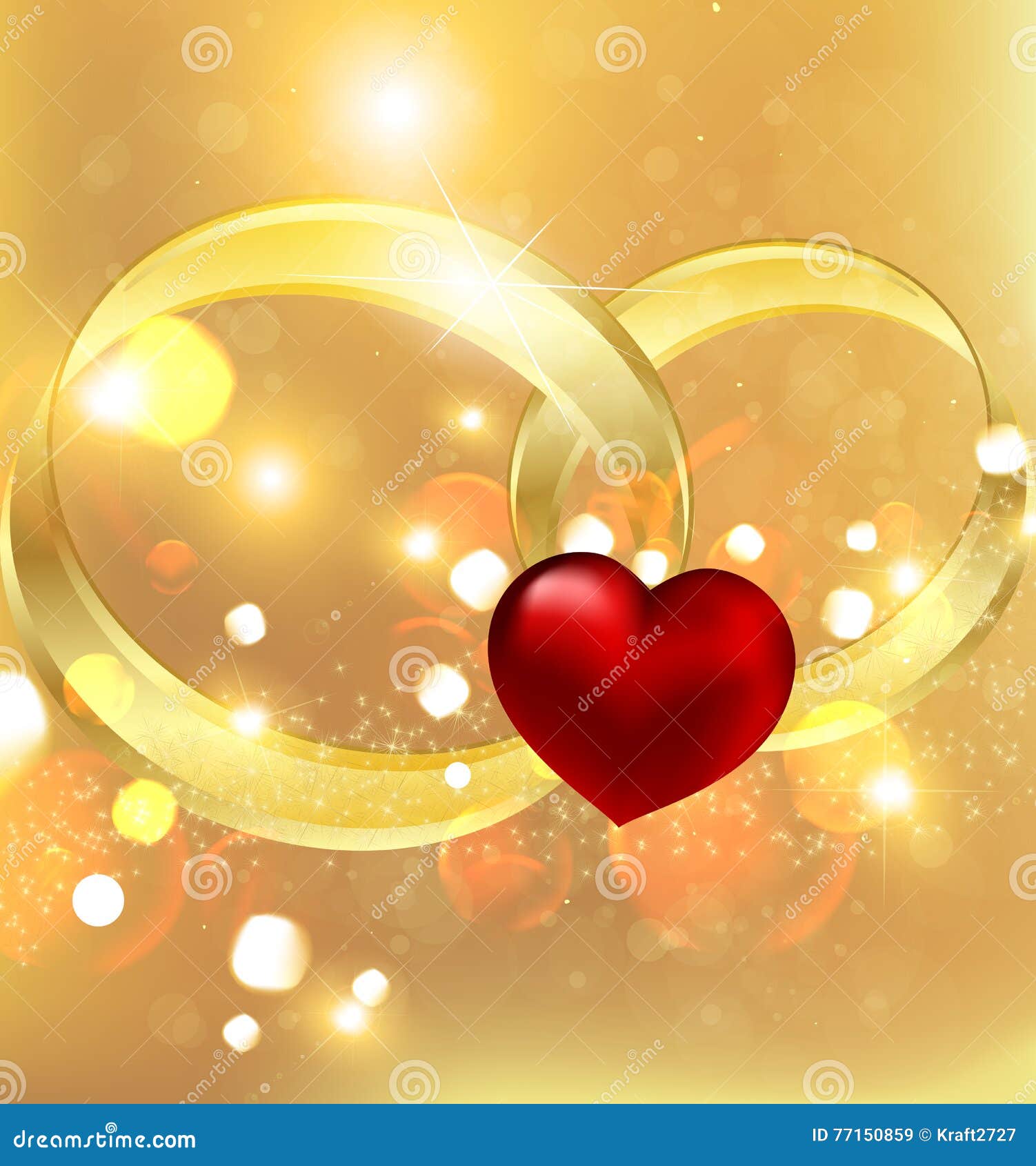 Background with Wedding Rings and Heart Stock Vector - Illustration of ...