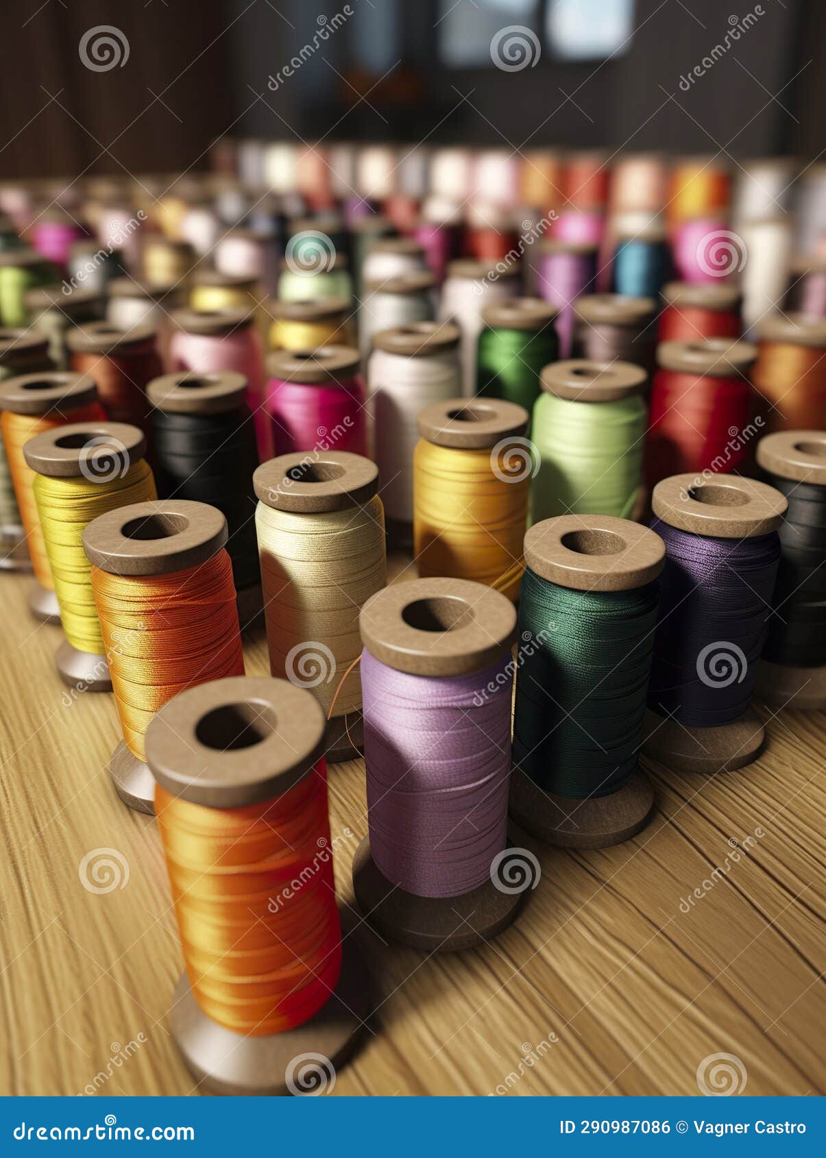 Background with Well-detailed Thread Spools in a Wide Range of Tones ...