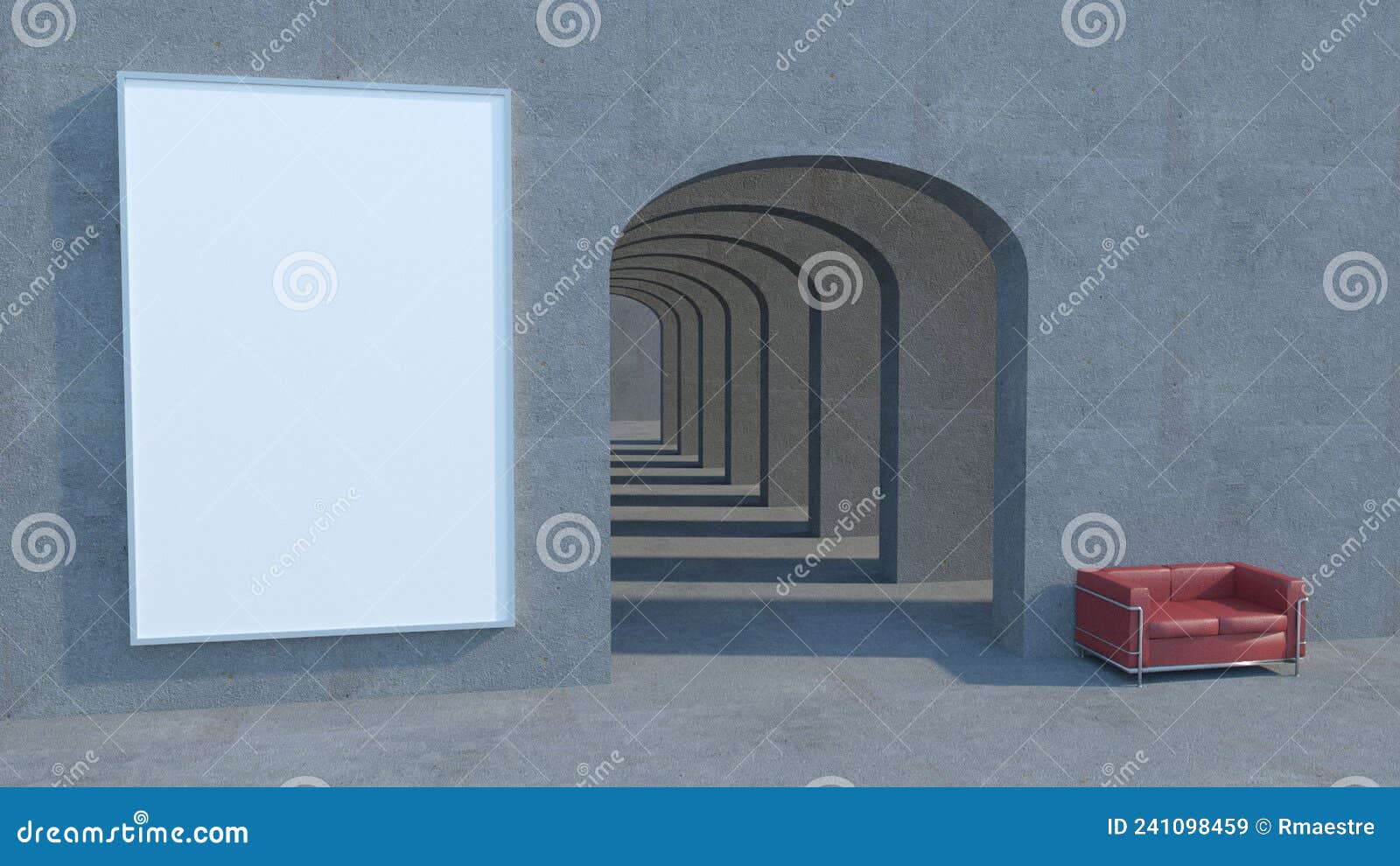 Background of White Arches with Tunnel and Cast Shadows. 3D Rendering ...