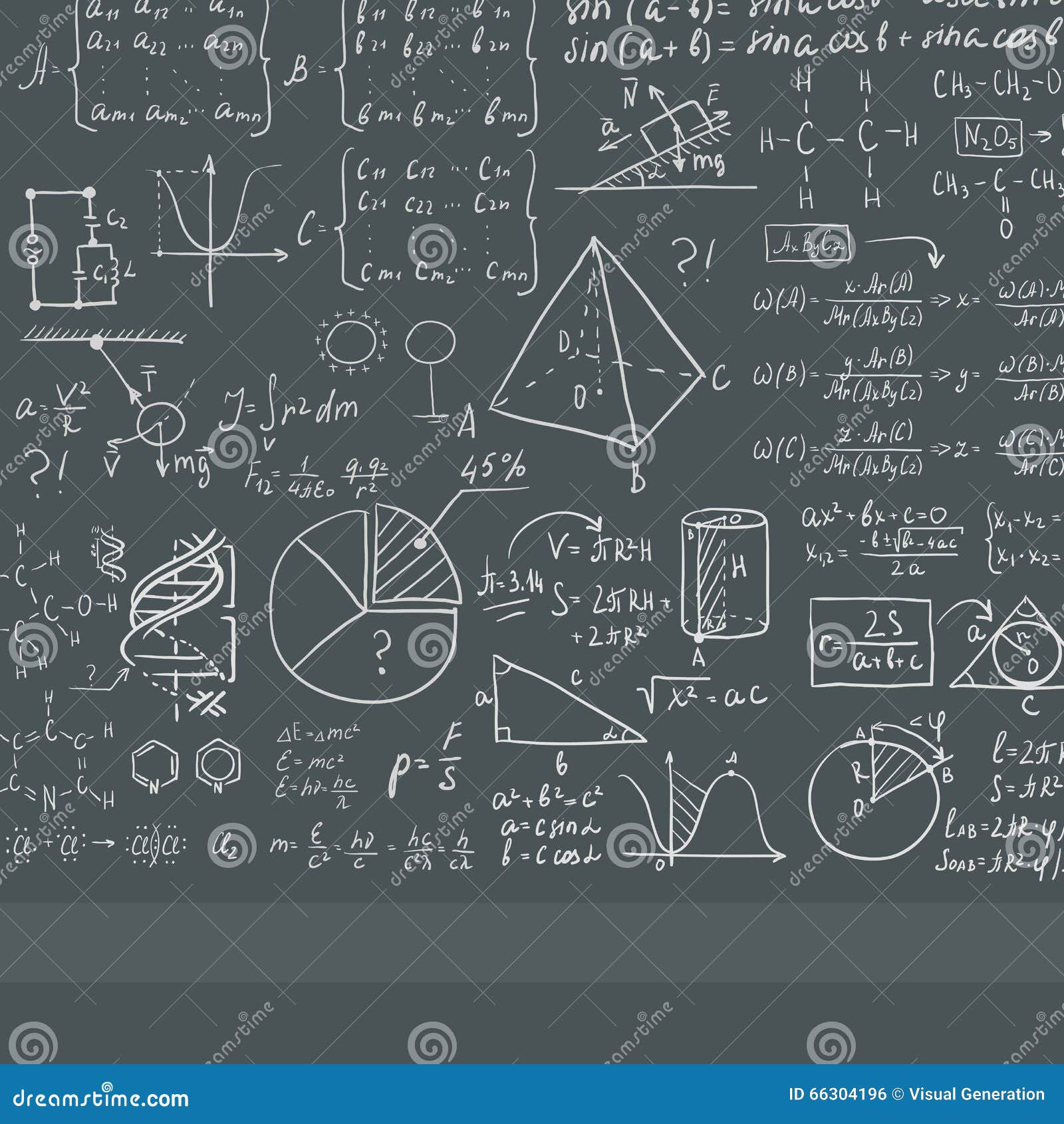 Background of White Blackboard with Mathematical Equations. Stock ...