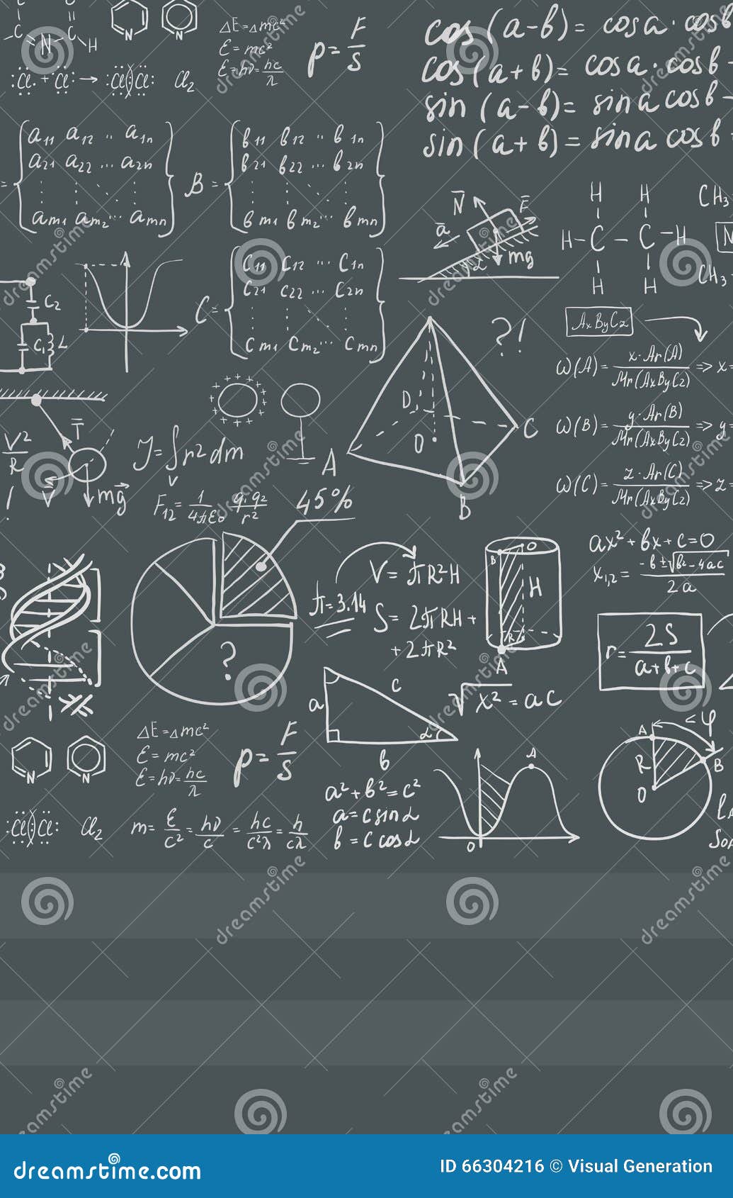 Background of White Blackboard with Mathematical Equations. Stock ...