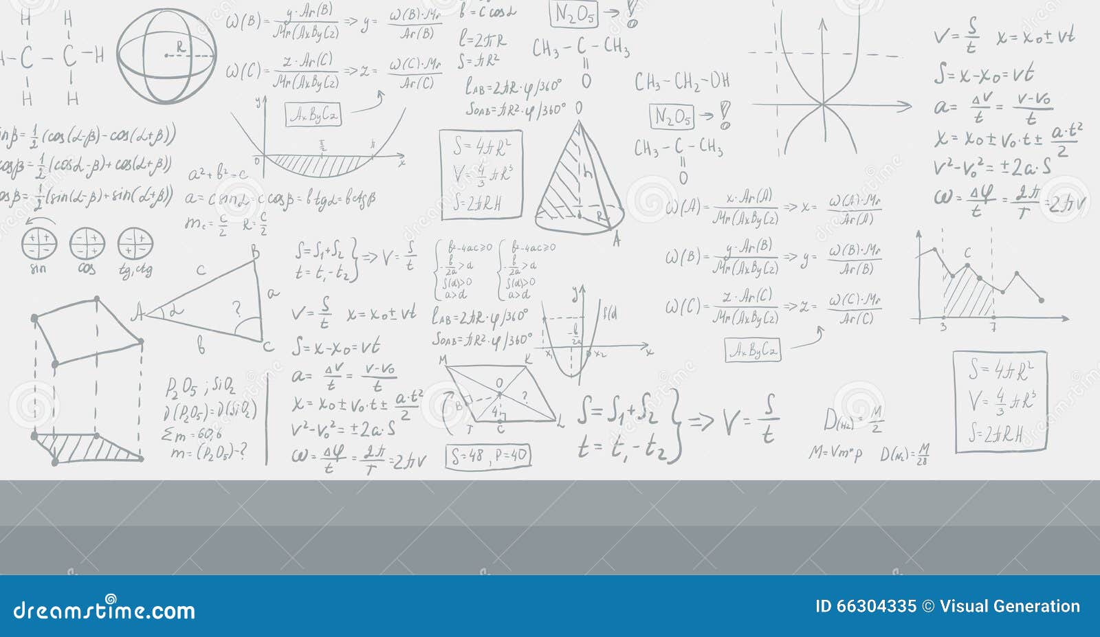 Background of White Blackboard with Mathematical Equations. Stock ...