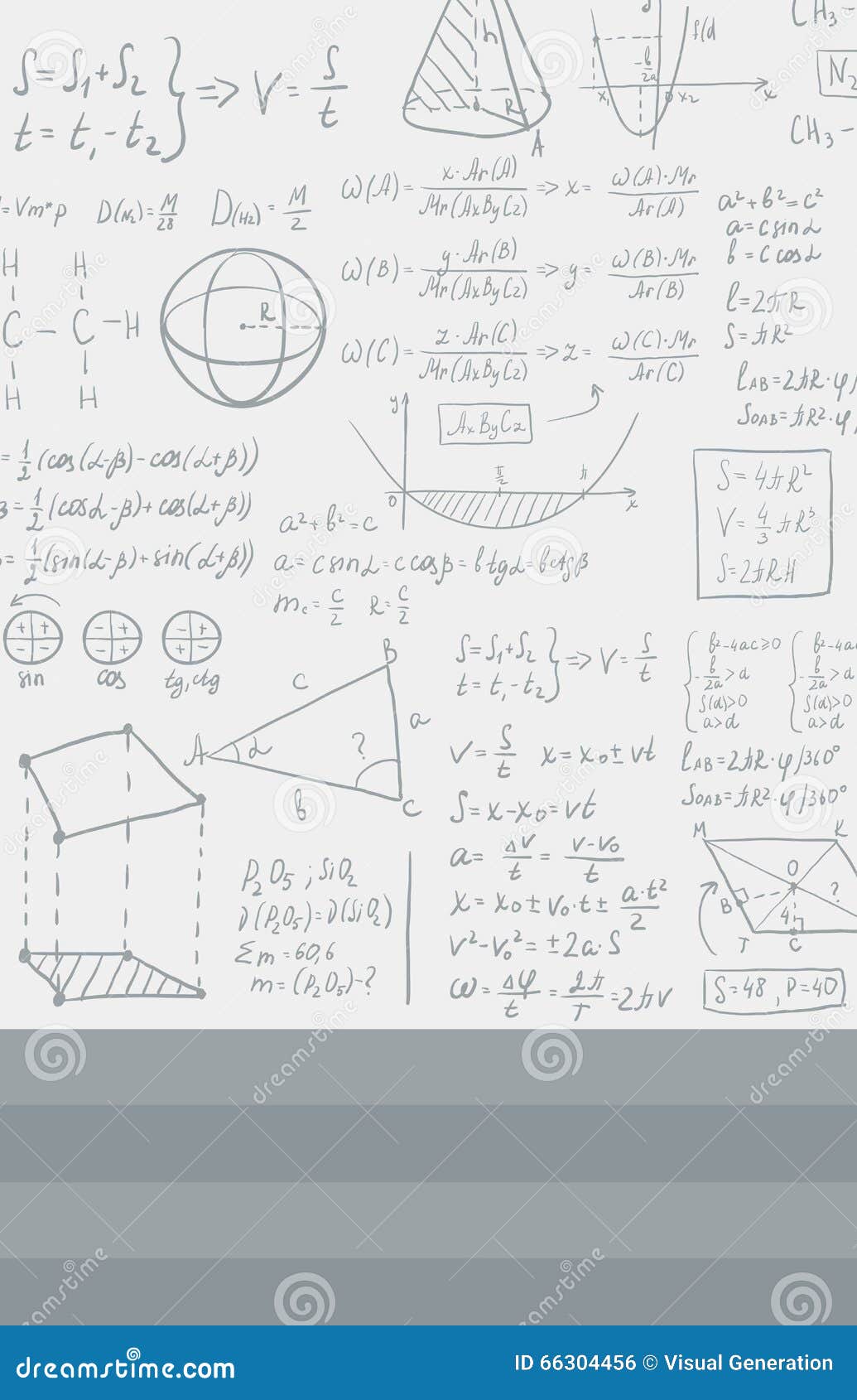 Background of White Blackboard with Mathematical Equations. Stock ...