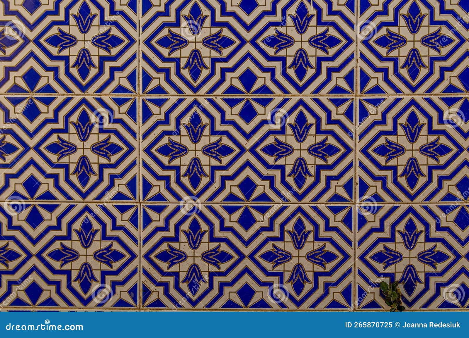 Background of White-blue Ceramic Tiles with Classic Spanish Patterns ...