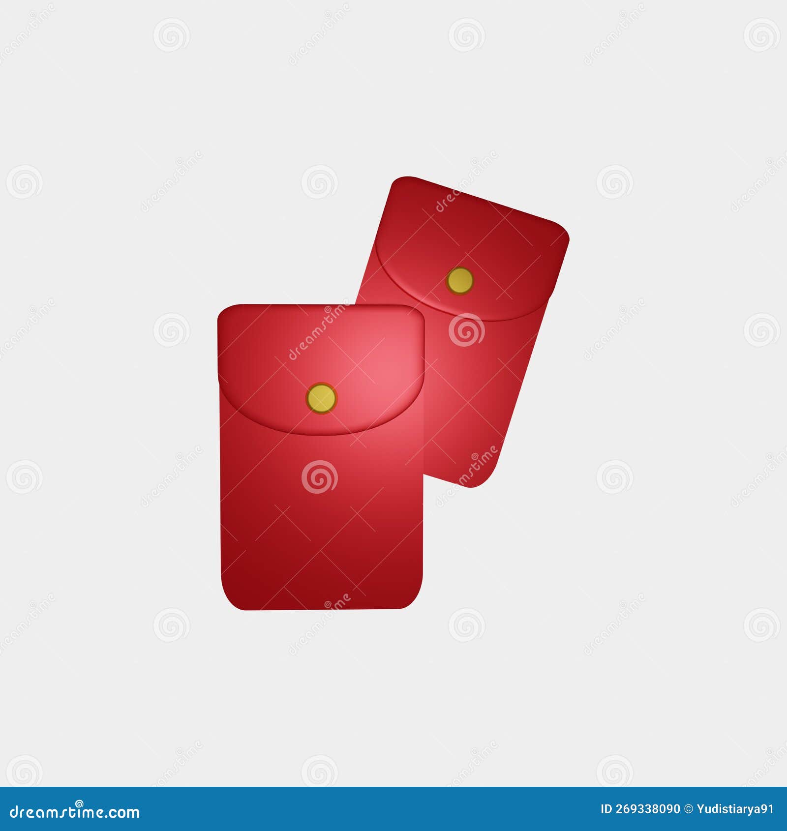Red Bag And Red Packet For Chinese New Year And With Gold Coins Vector ...