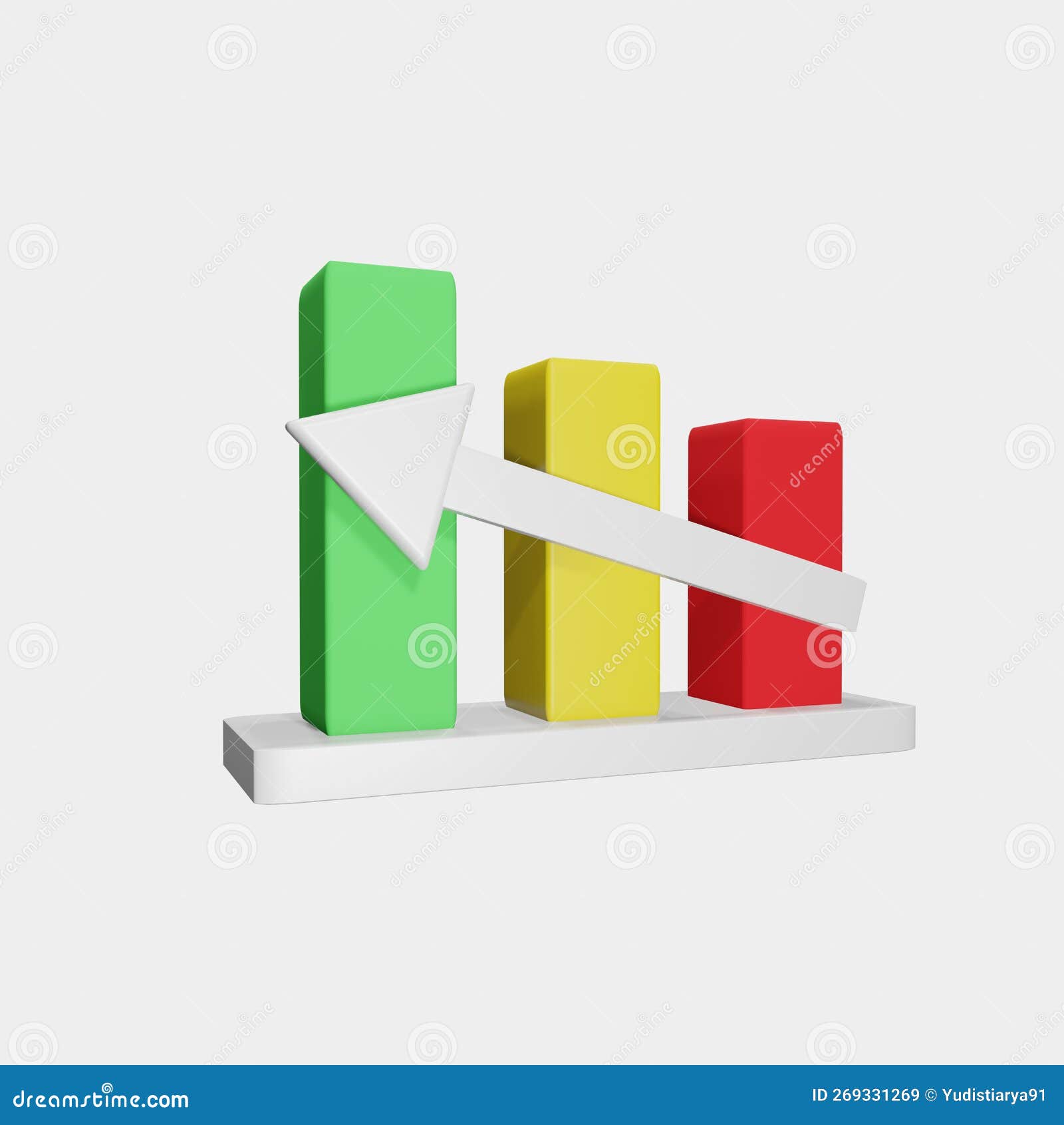 Statistic Up Trend Isolated on White Background 3d Illustration Stock ...