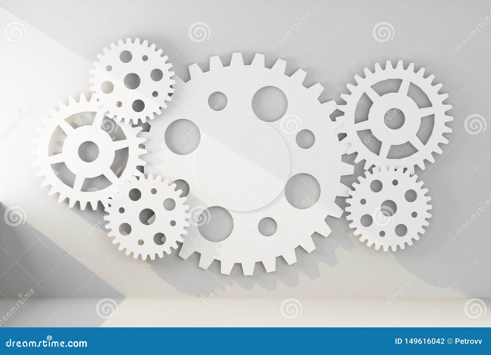 Background with White Gears on Wall Stock Illustration - Illustration ...
