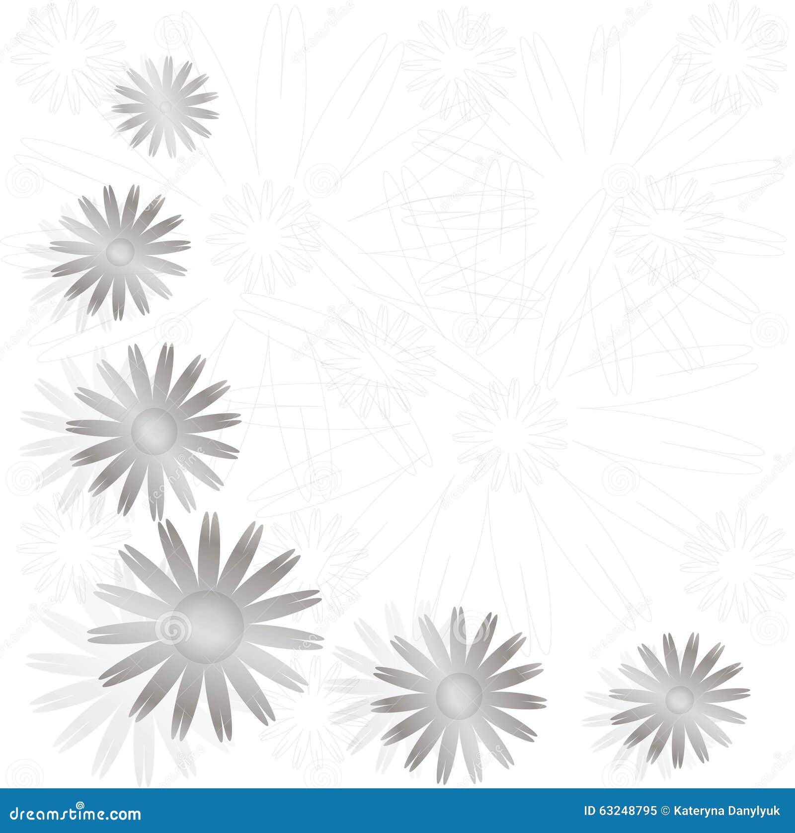 Background on White, Gray Flowers Corner, Gradient, Shadow Stock Vector ...