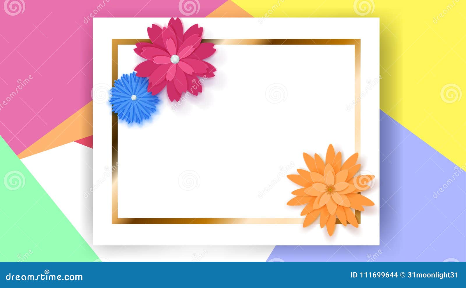 Background with Rectangle Frame and Flowers Stock Vector - Illustration ...