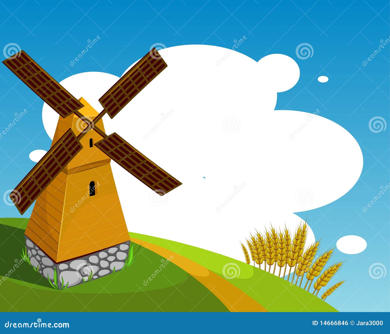 Background with windmill stock vector. Illustration of green - 14666846