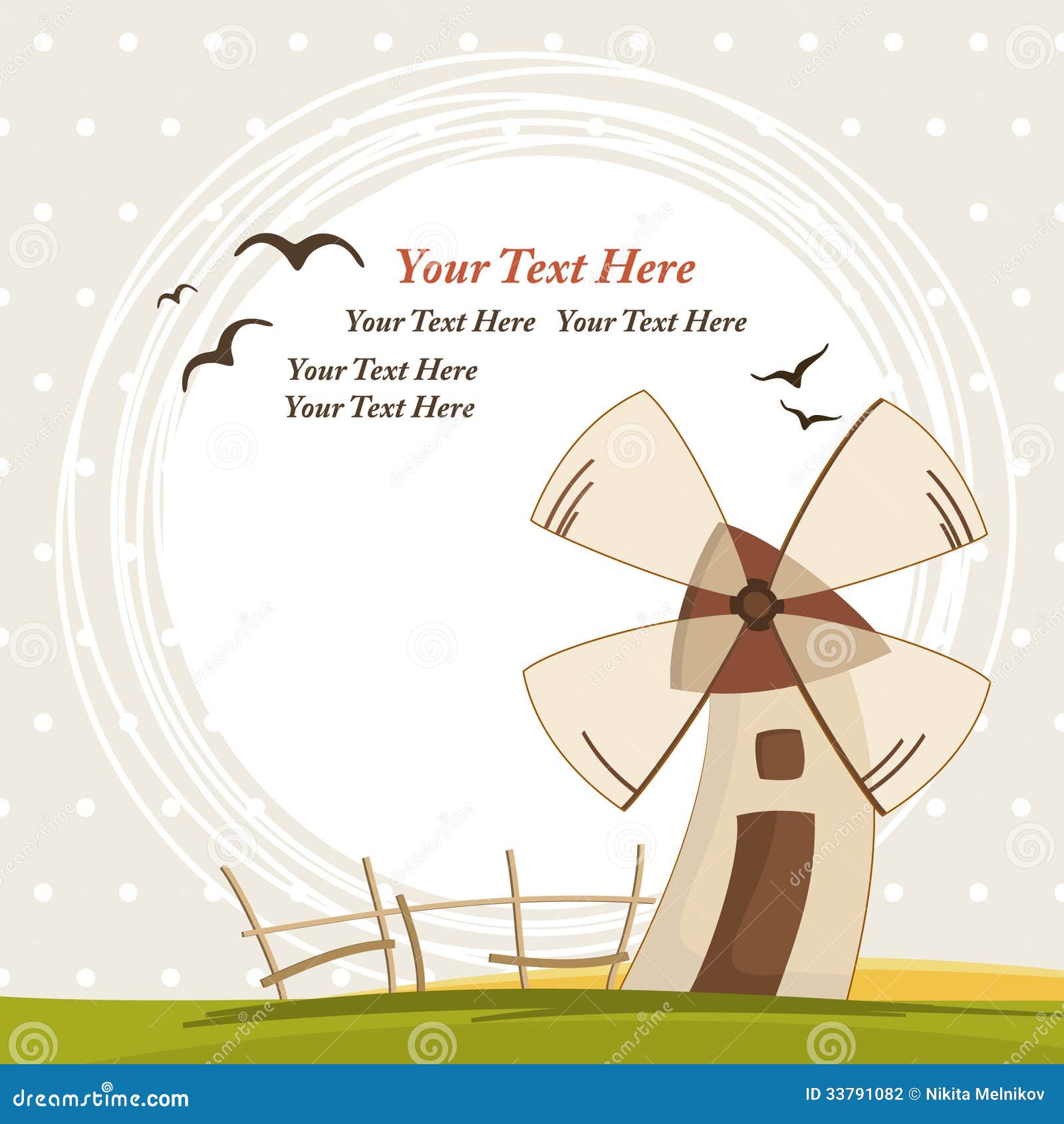 Background with windmill stock vector. Illustration of frame - 33791082