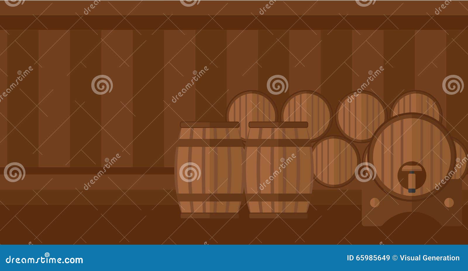 Background of Wine Barrels in Cellar. Stock Vector - Illustration of ...