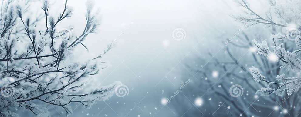 Background of Winter Trees with Snowflakes Stock Illustration ...