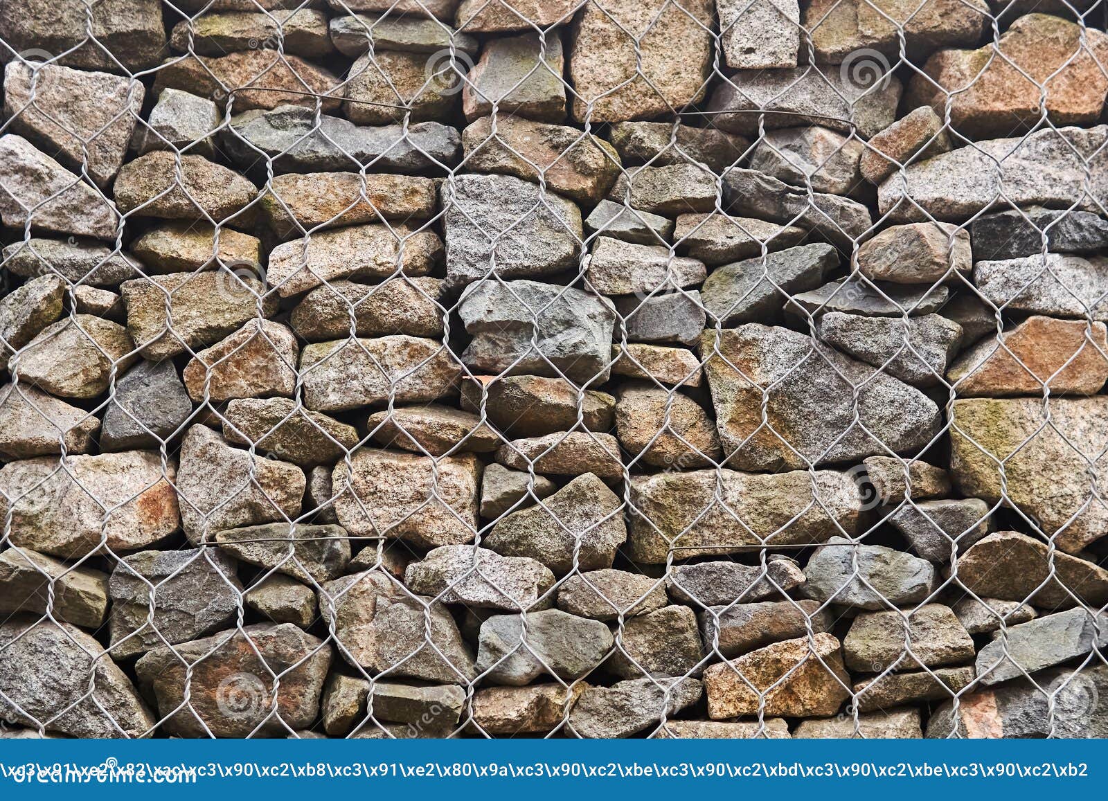 Background - Wire Mesh Gabion Wall with Granite Boulders Stock Photo ...