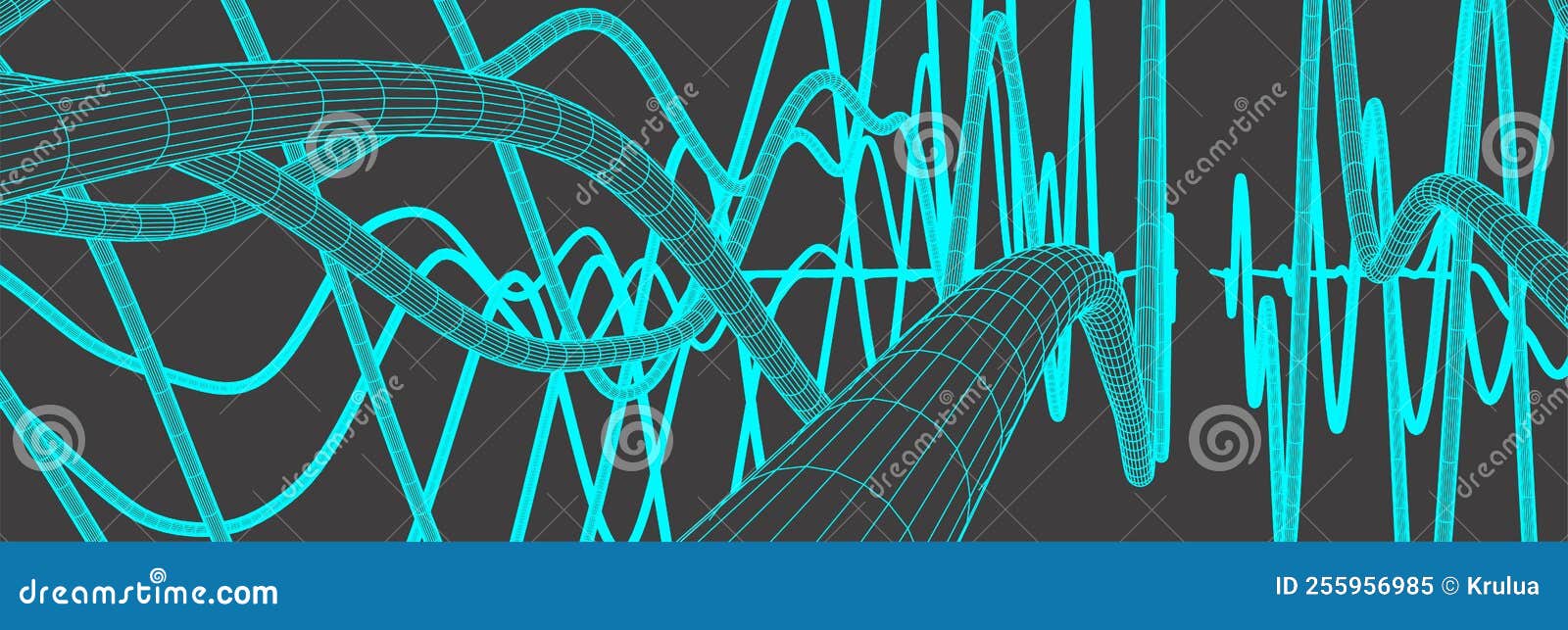 Background with a Wireframe Dynamic Waves, Line and Particles Stock ...