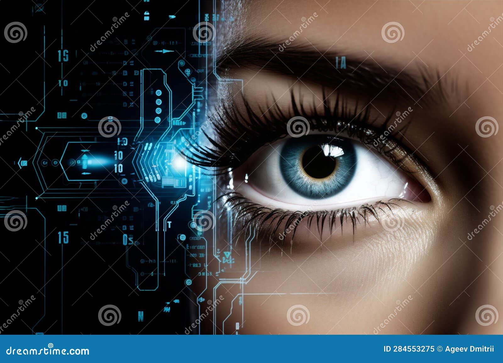 System Woman Vision Background Science Sensor Futuristic Eye Technology ...