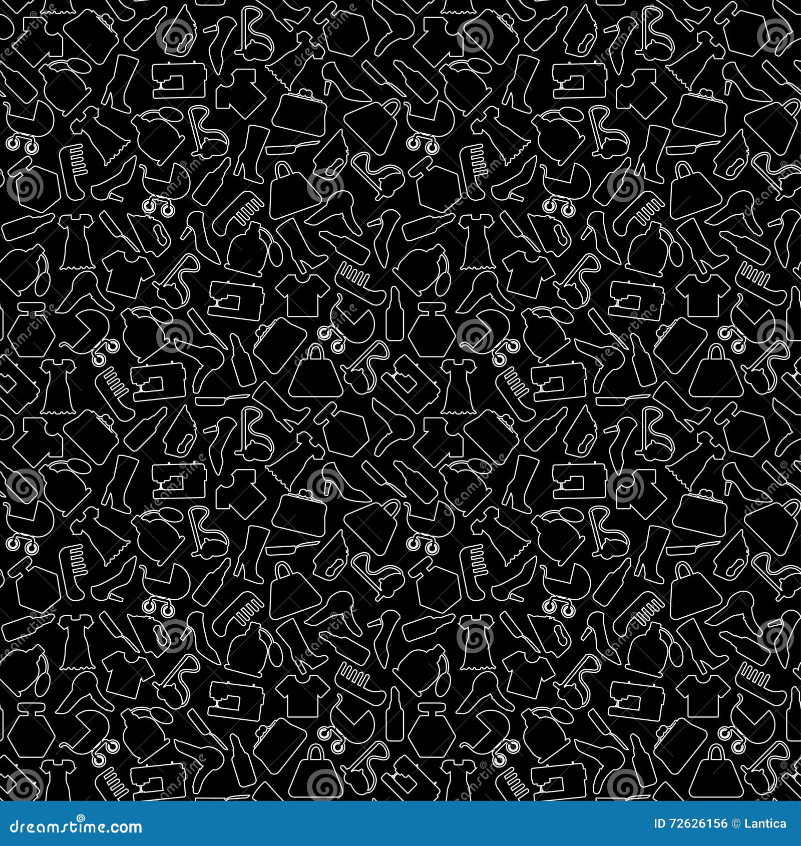 Background for Woman, Shopping Items on Seamless Pattern Stock Vector ...