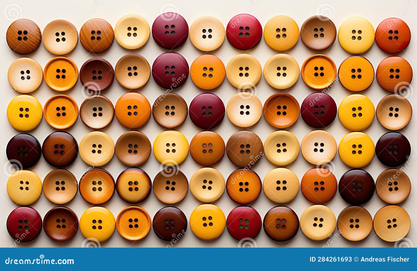 Background of Wooden Buttons of Different Sizes. Stock Illustration ...