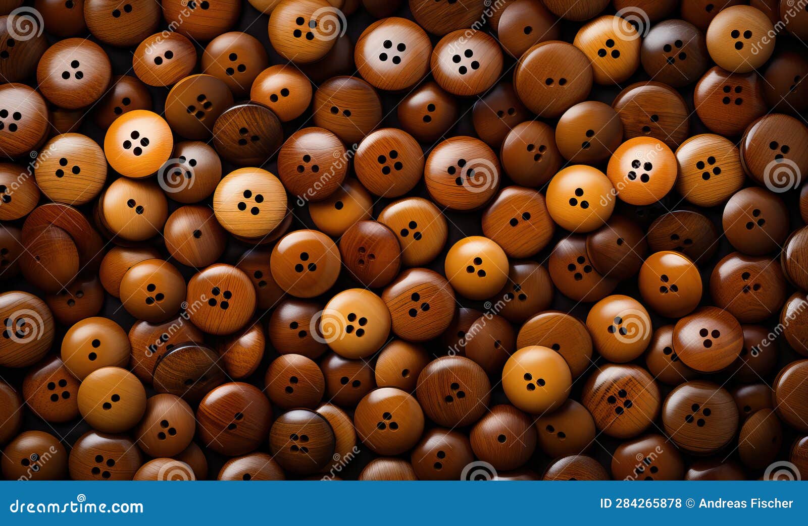 Background of Wooden Buttons of Different Sizes. Stock Illustration ...