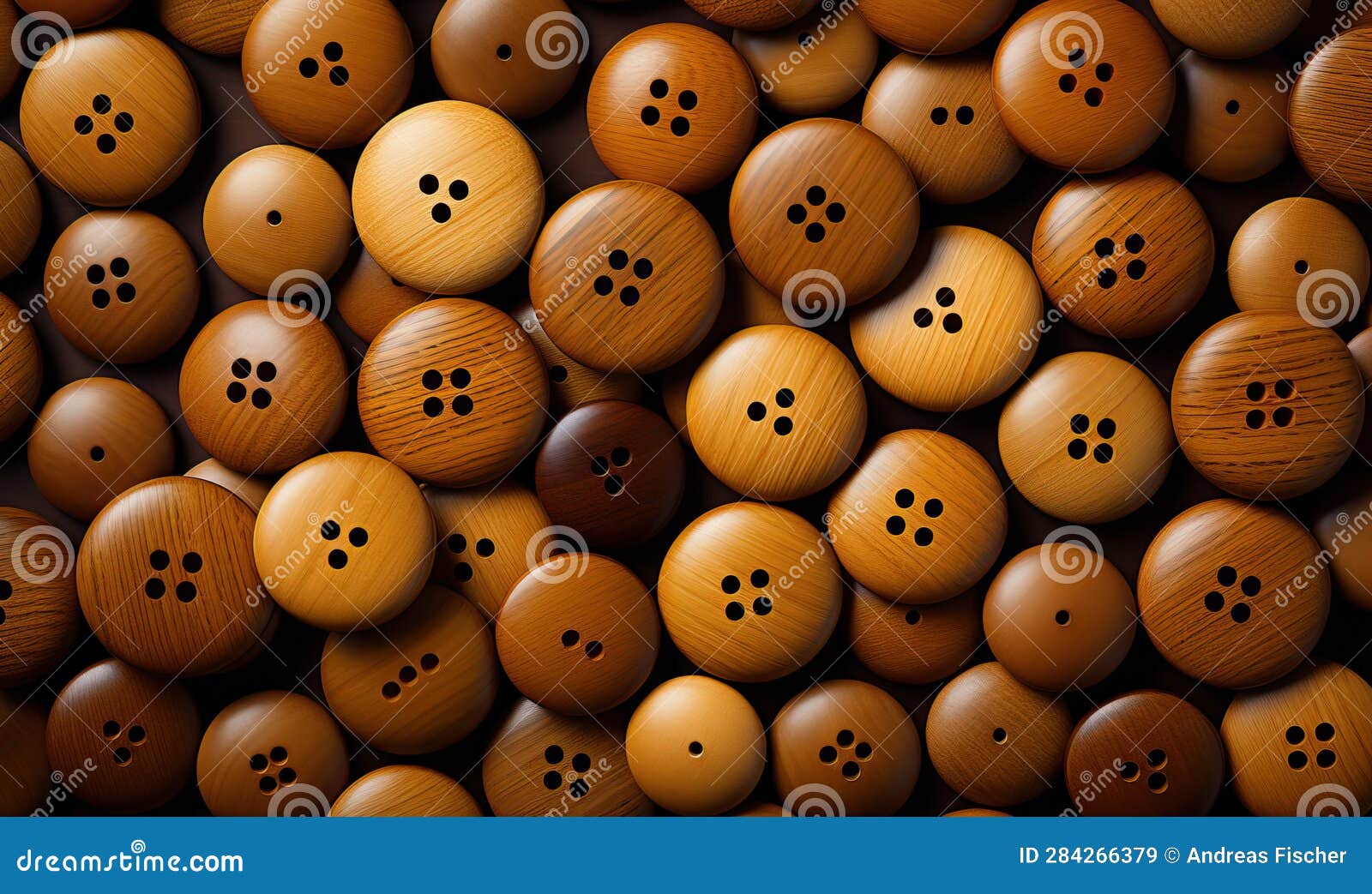 Background of Wooden Buttons of Different Sizes. Stock Illustration ...
