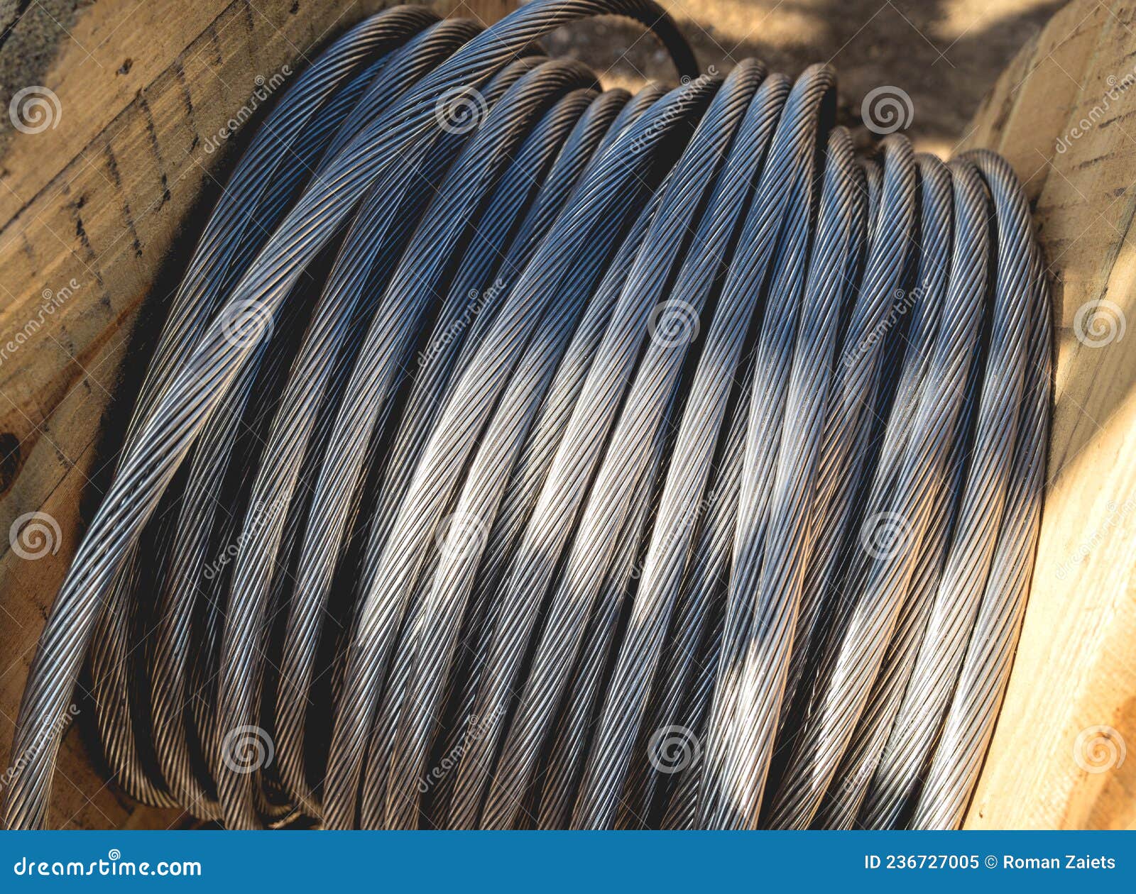 Background of Wooden Coils of Electric Cable Outdoor. Stock Image ...
