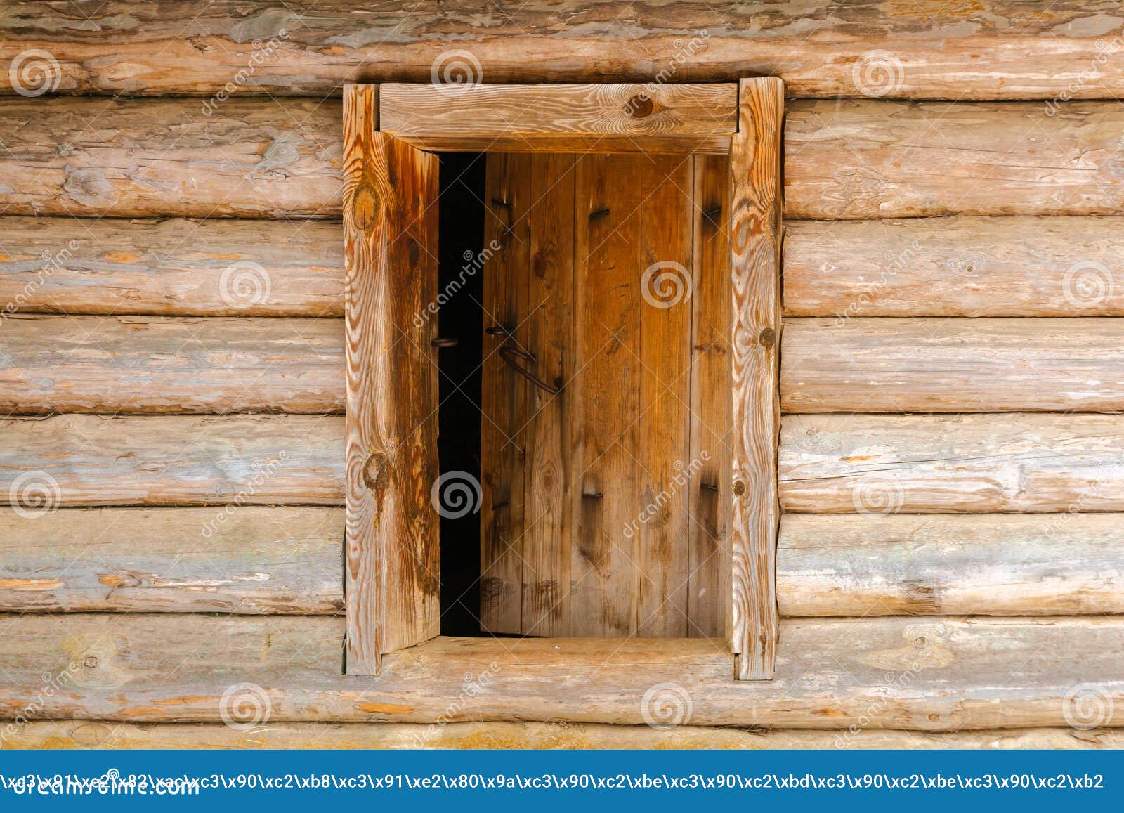 Background - Wooden Door in the Log Wall Stock Photo - Image of ajar ...