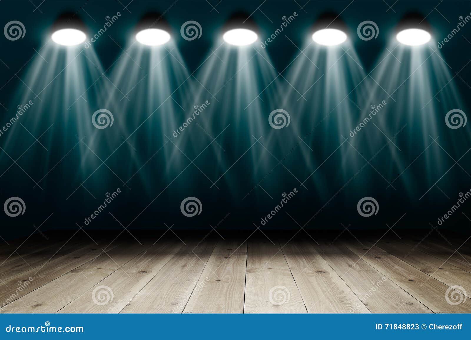 Background with Wooden Floor and Spotlights Stock Illustration ...