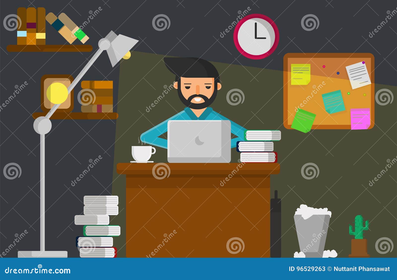 Background work at night stock vector. Illustration of business - 96529263
