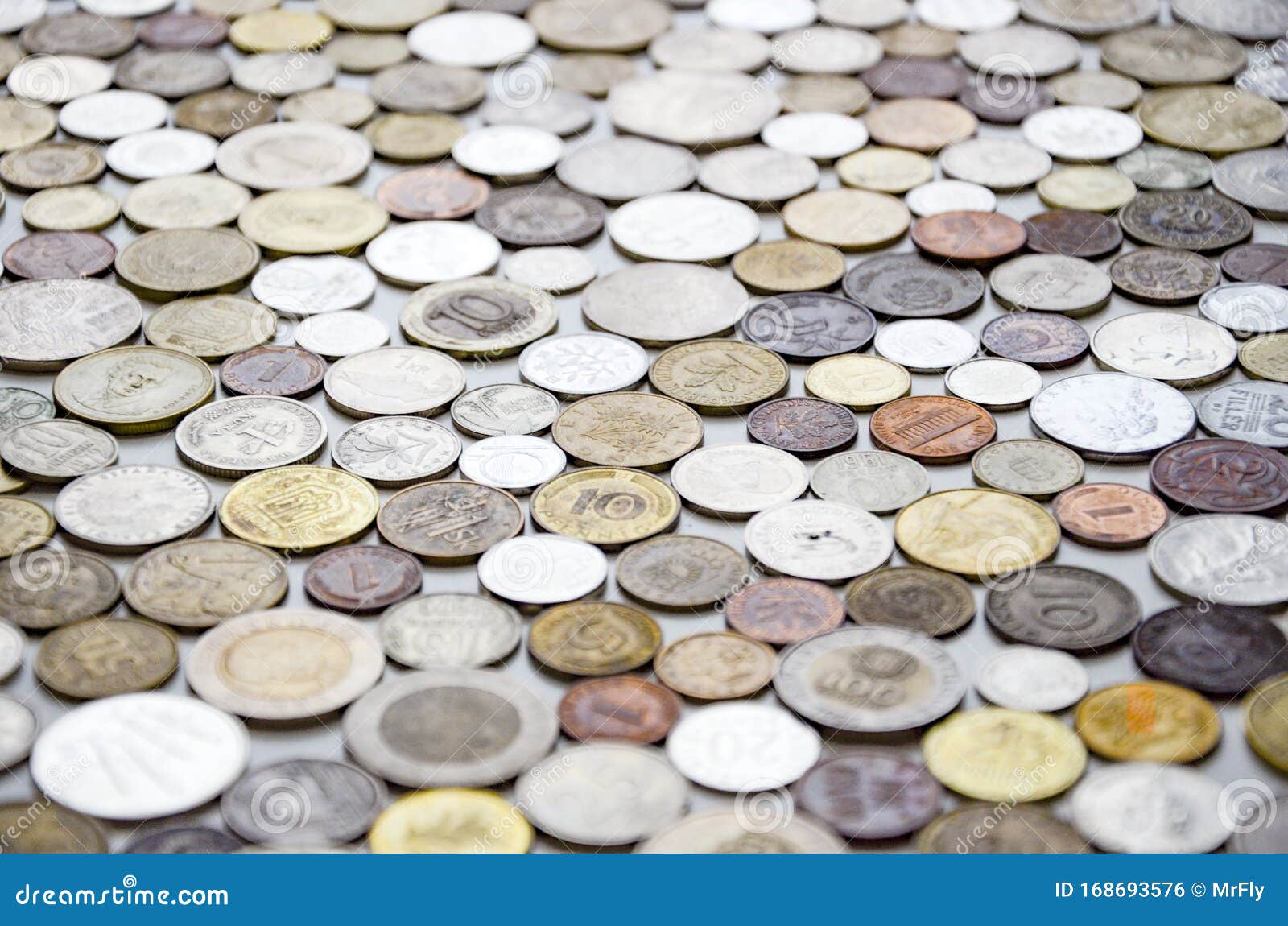 Background of world coins stock photo. Image of flat - 168693576