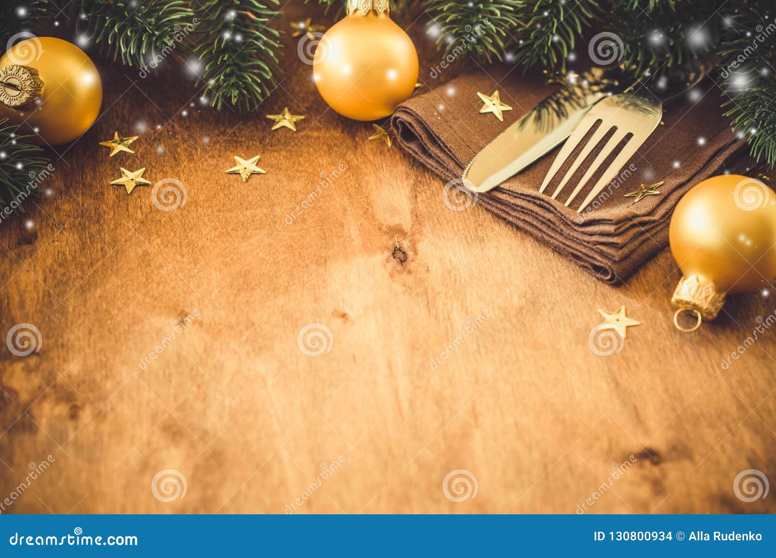 Background for Writing the Christmas Menu. Winter Table Setting Stock ...