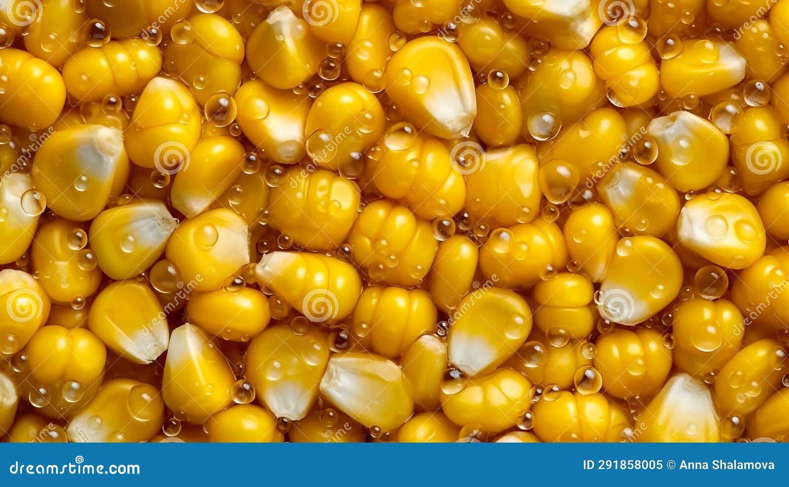 Background of Yellow Corn Grains with Drops of Water Stock Illustration ...