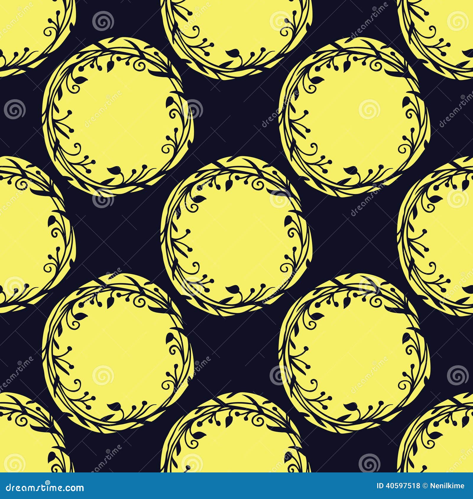 Background with Yellow Floral Circles Stock Vector - Illustration of ...