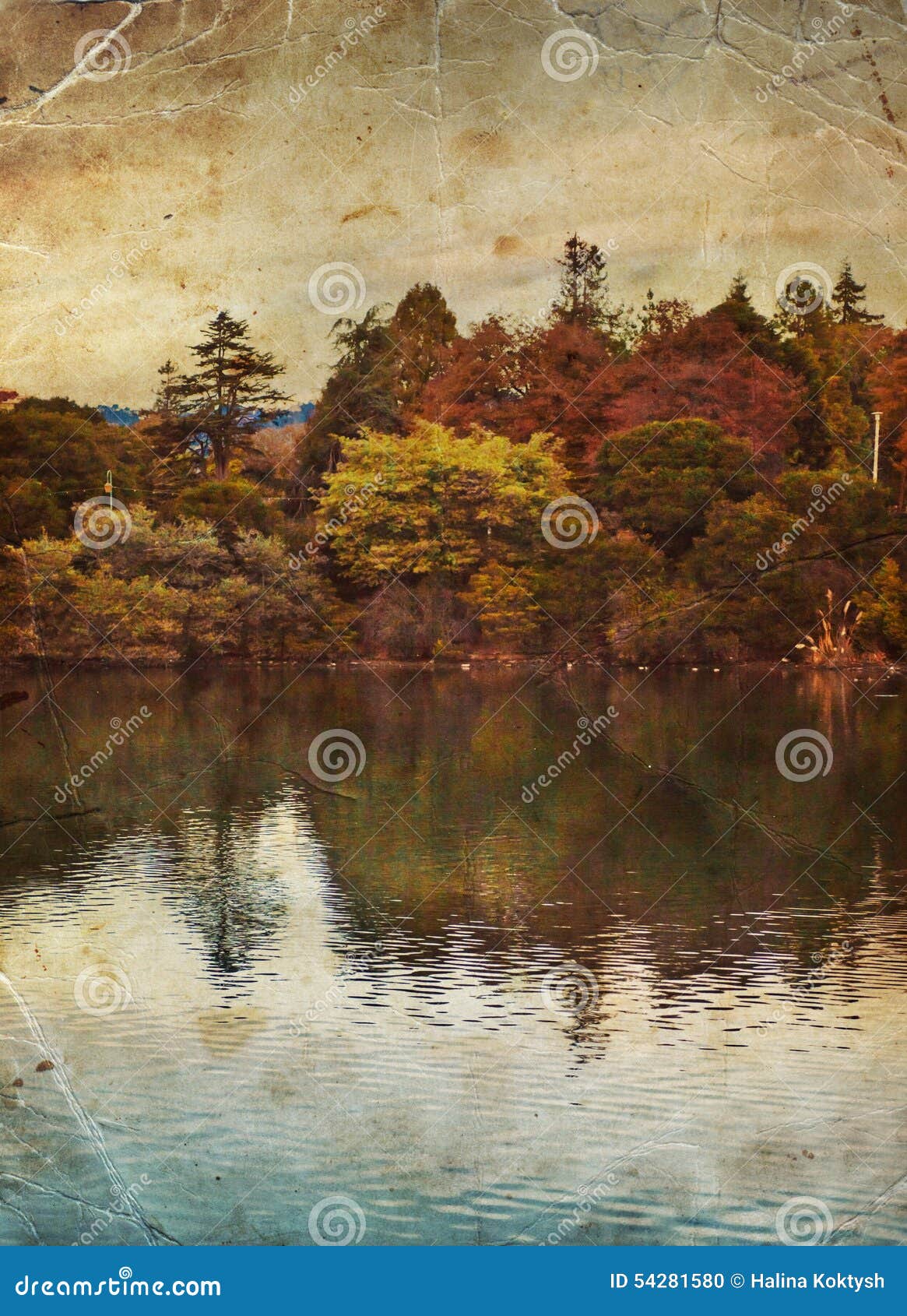 Background with Yellow and Red Trees, Lake Merritt Stock Photo - Image ...