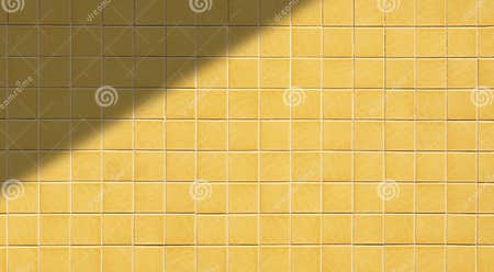 Background of Yellow Square Tile Wall Pattern with Light and Shadow on ...