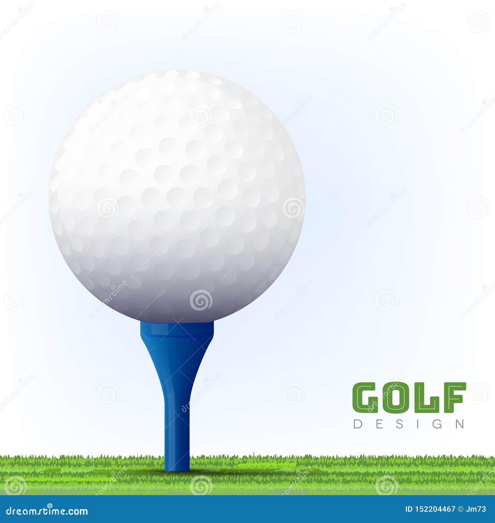 Background for Your Golf Design with Ball on Blue Tee Stock Vector ...