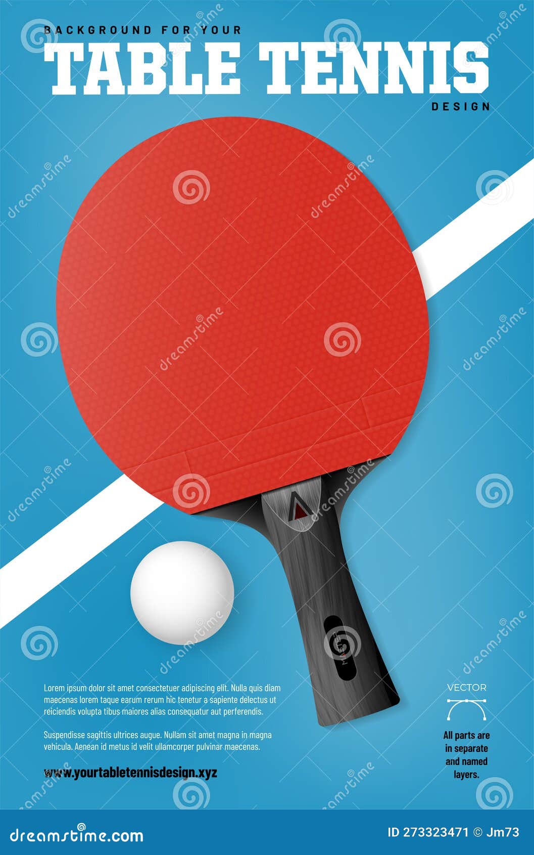 Background for Your Table Tennis Design with Racket and Ball Stock ...