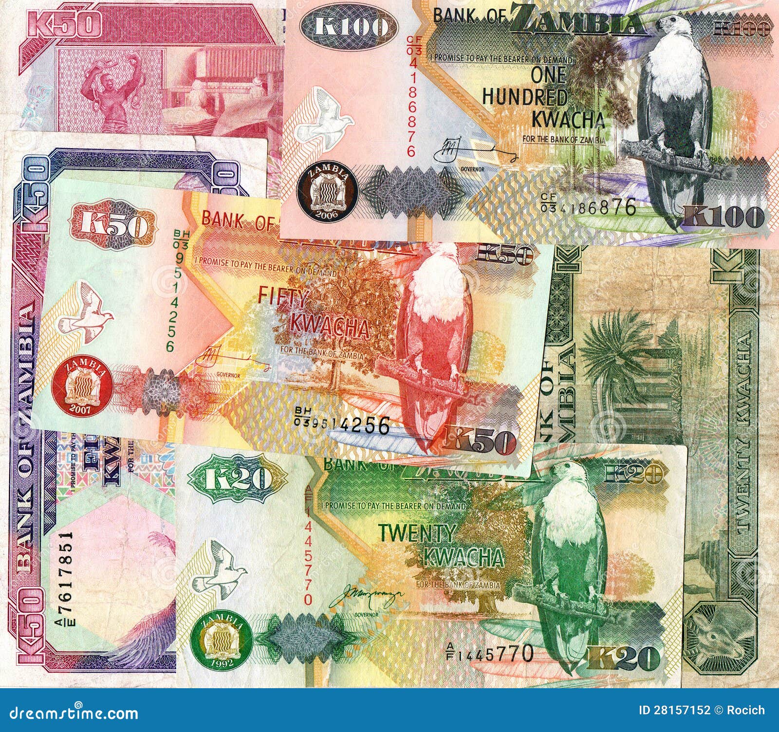 Background of Zambia Kwacha Banknotes Stock Photo - Image of asset ...