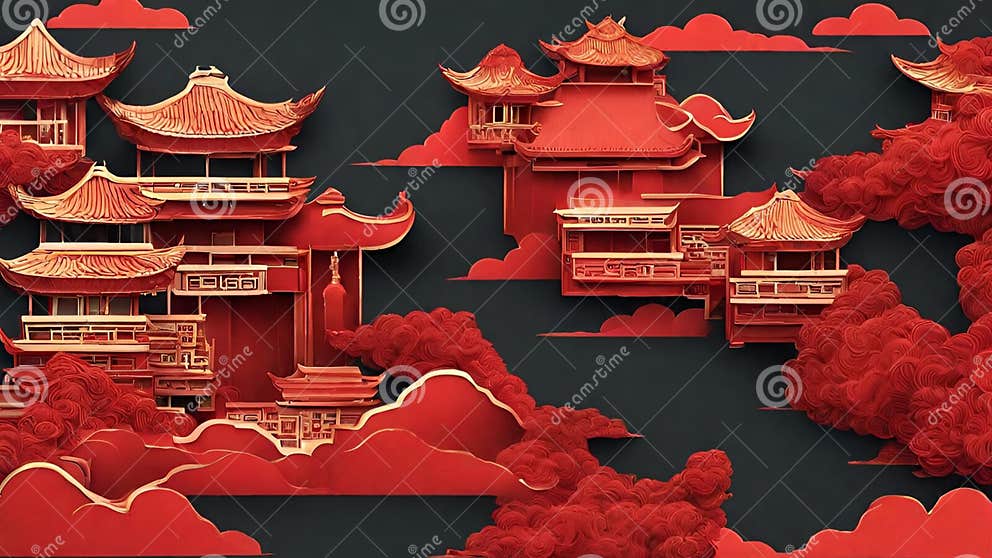 Abstract Chinese Theme Background with Realistic Photography and High ...