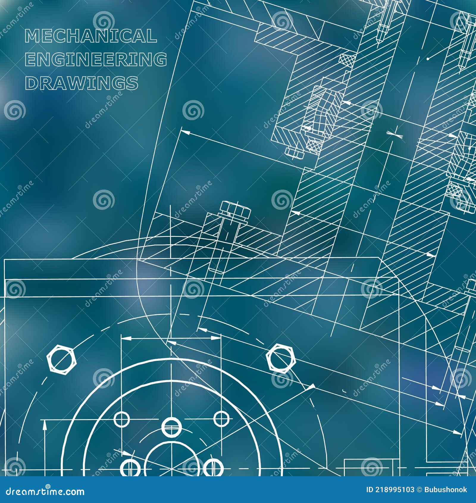 Backgrounds of Engineering Subjects. Technical Illustration. Mechanical ...