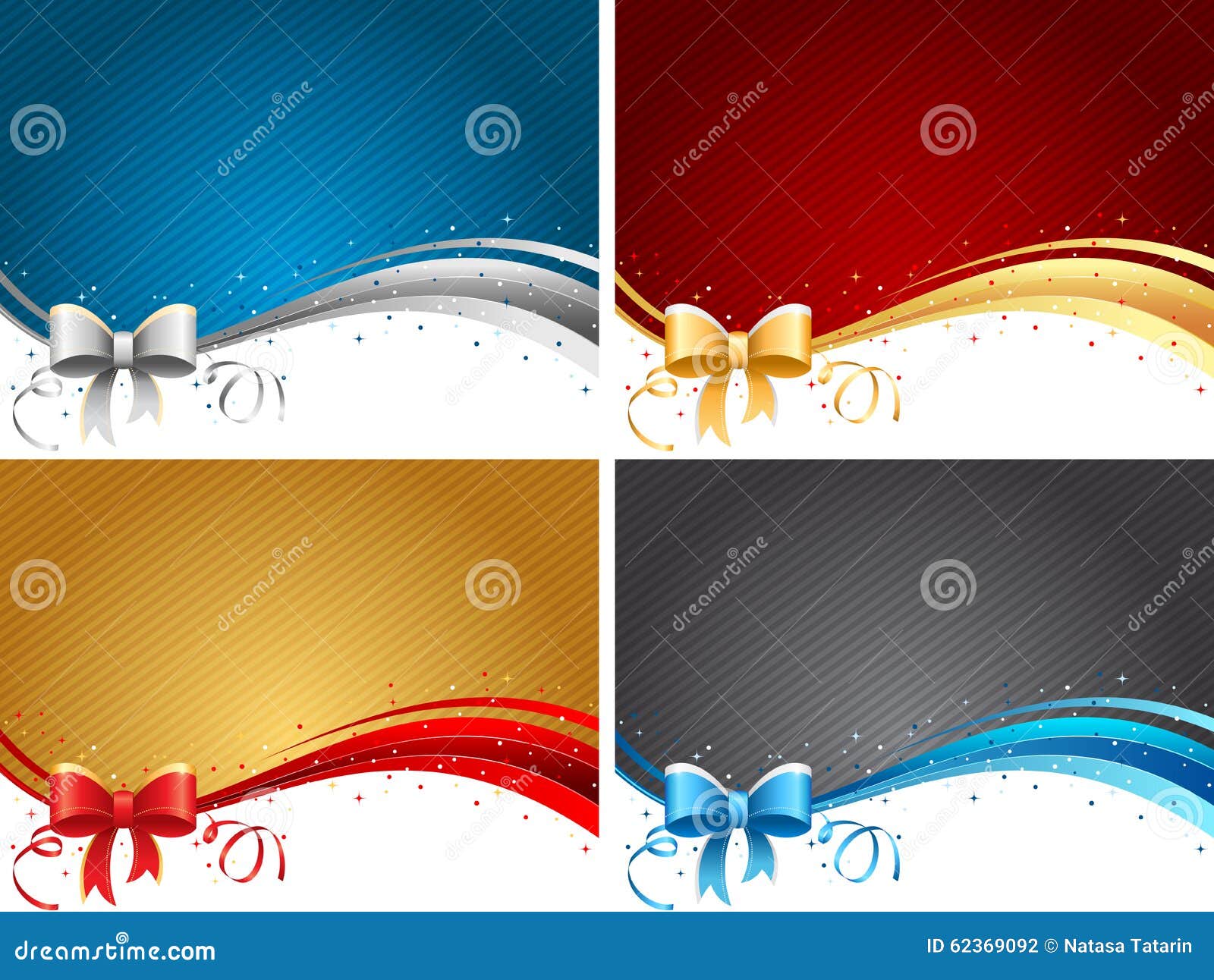 Backgrounds set with bows stock vector. Illustration of card - 62369092
