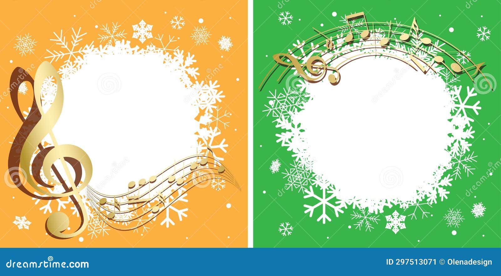 Backgrounds with Snowflakes and Music Notes for Holidays. Vector ...