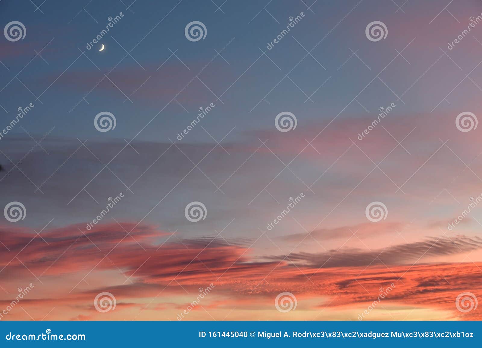Backgrounds with Sunset Clouds and the Moon Stock Photo - Image of ...